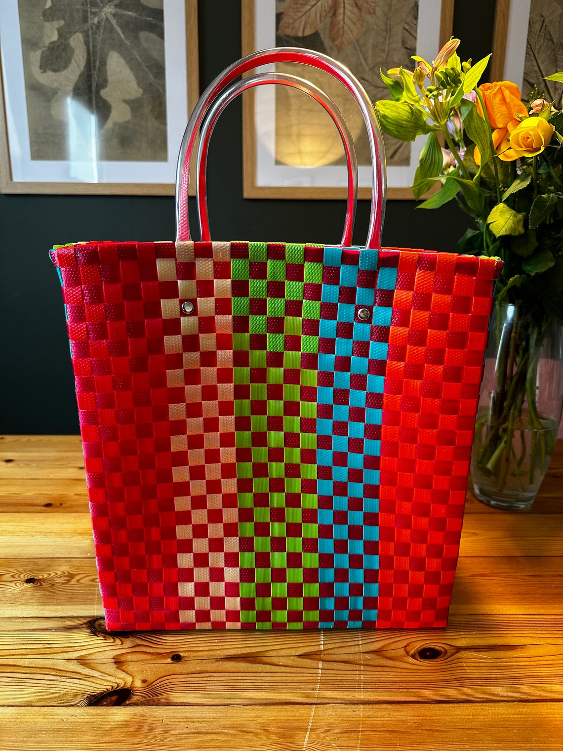 Handmade Recycled Plastic Woven Tote Bag - Etsy UK