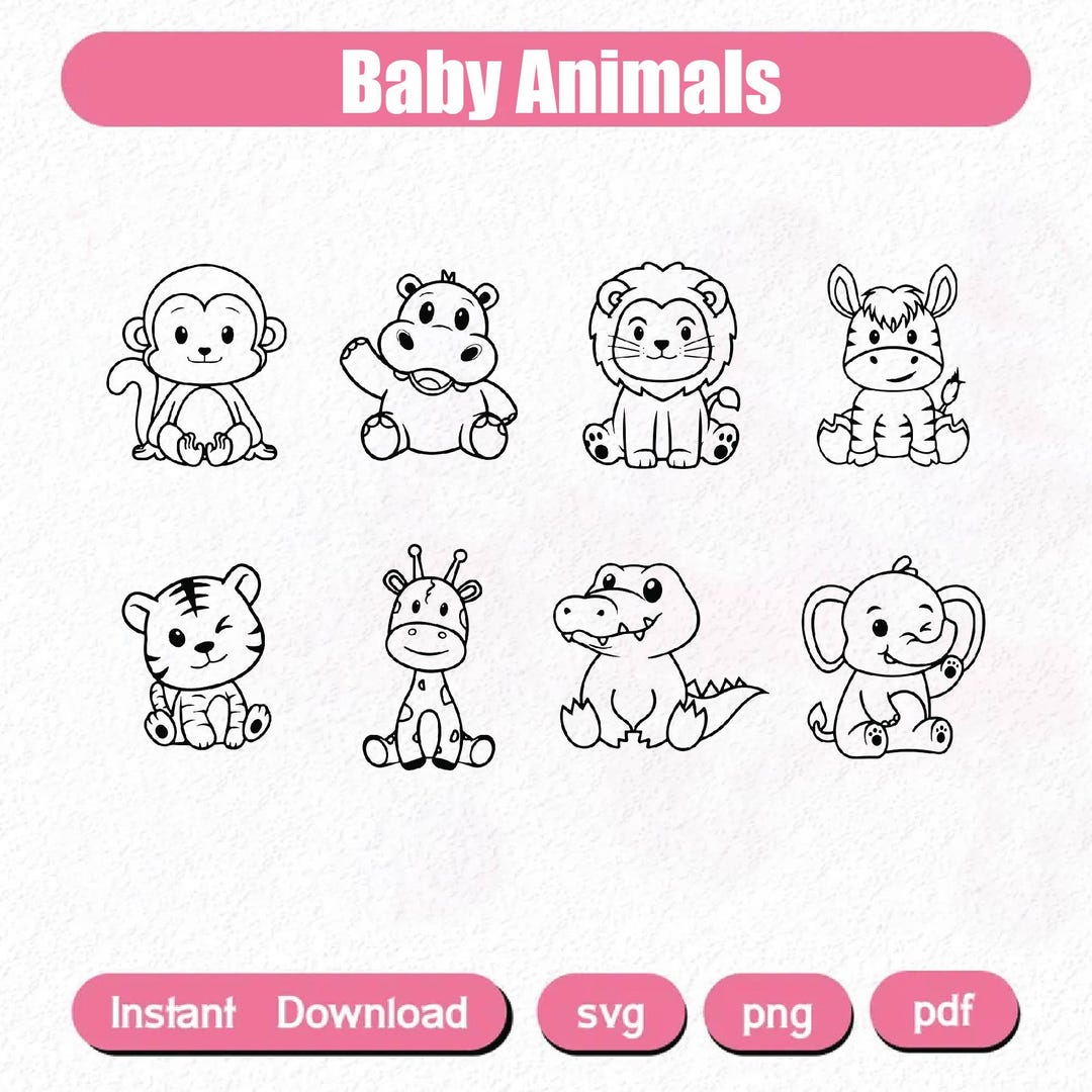 Safari Animals Outline SVG Cute African Jungle Animal Cut File Cricut ...