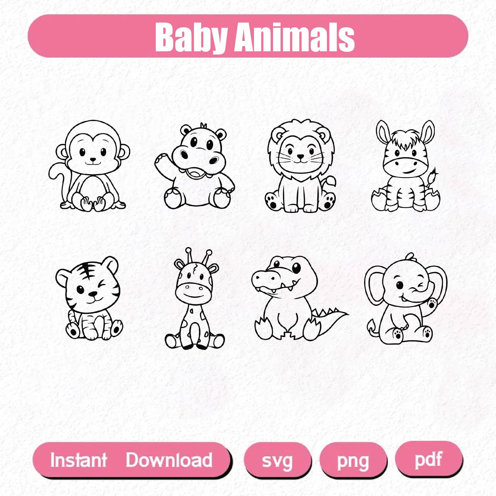 Safari Animals Outline SVG Cute African Jungle Animal Cut File Cricut ...