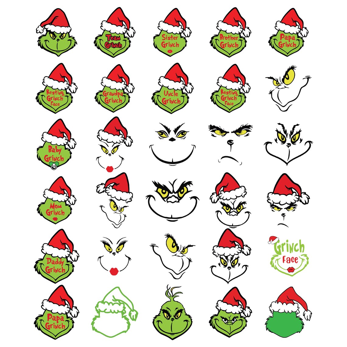 Grinch Face SVG/PNG Bundle, Grinch Santa Christmas Png, Funny Fave ...