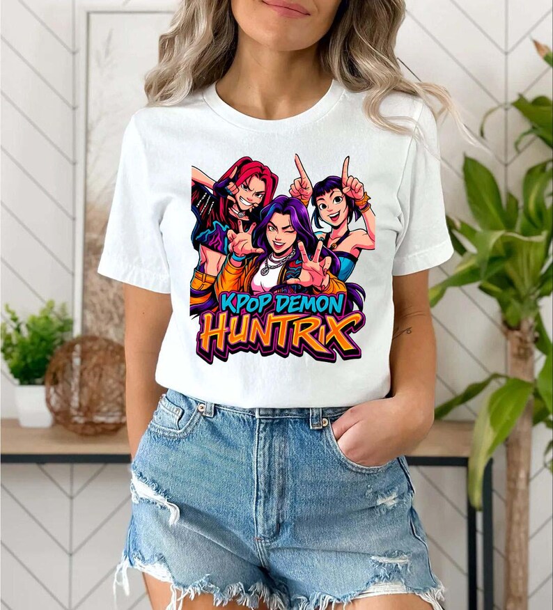 Chemise Kpop Demon Hunters, Tshirt Huntrix Girl, Chemise du groupe d ...