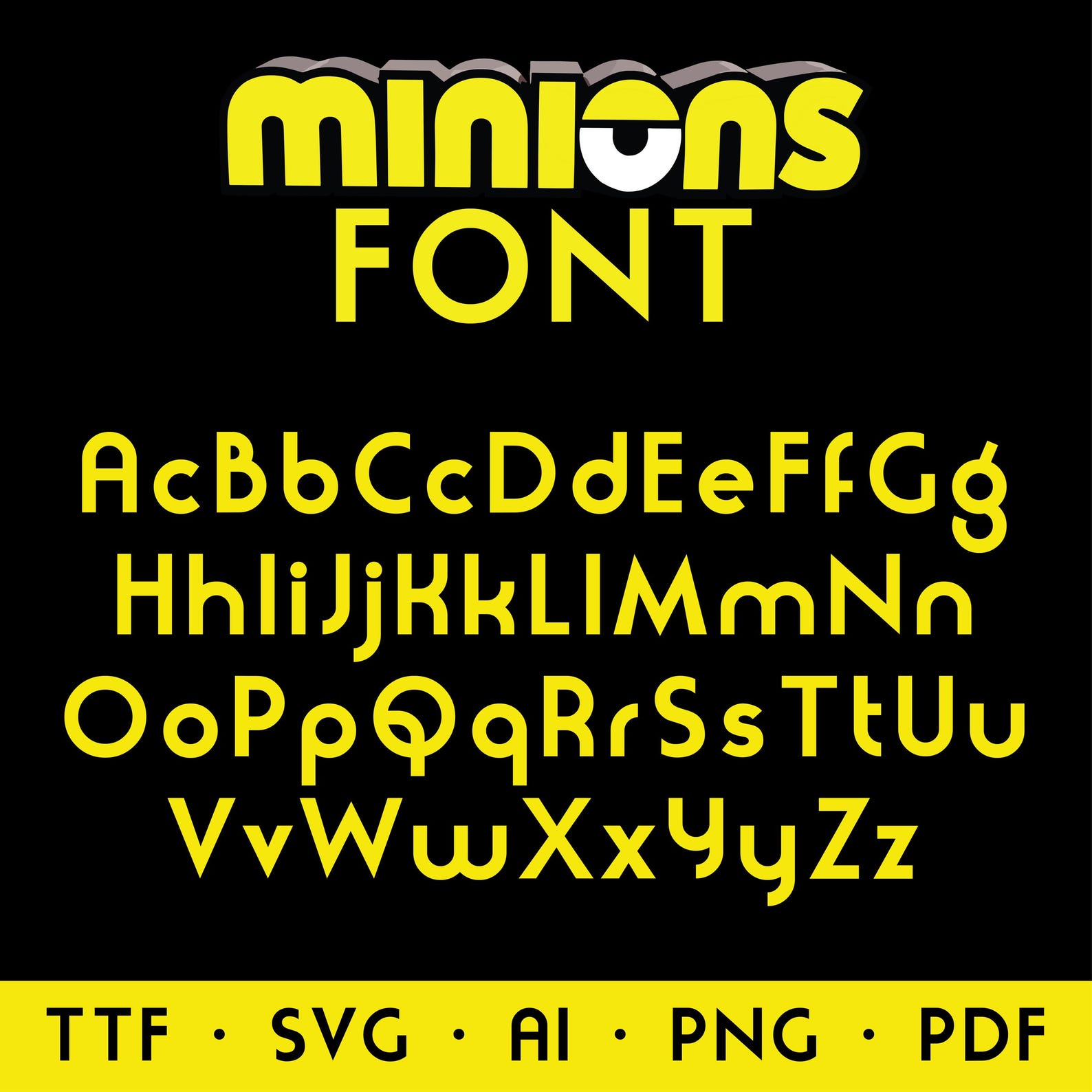 Minion Face Font, Minions Font, Minion Head Font, Minion Silhouette ...
