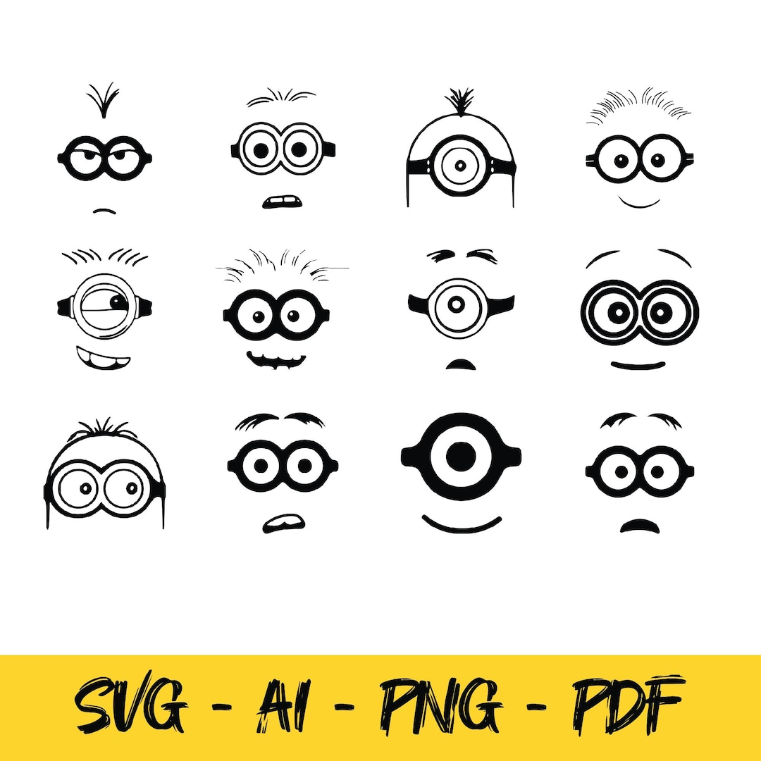 Cara de Minion svg, cara de Minion vector, cara divertida de Minion ...