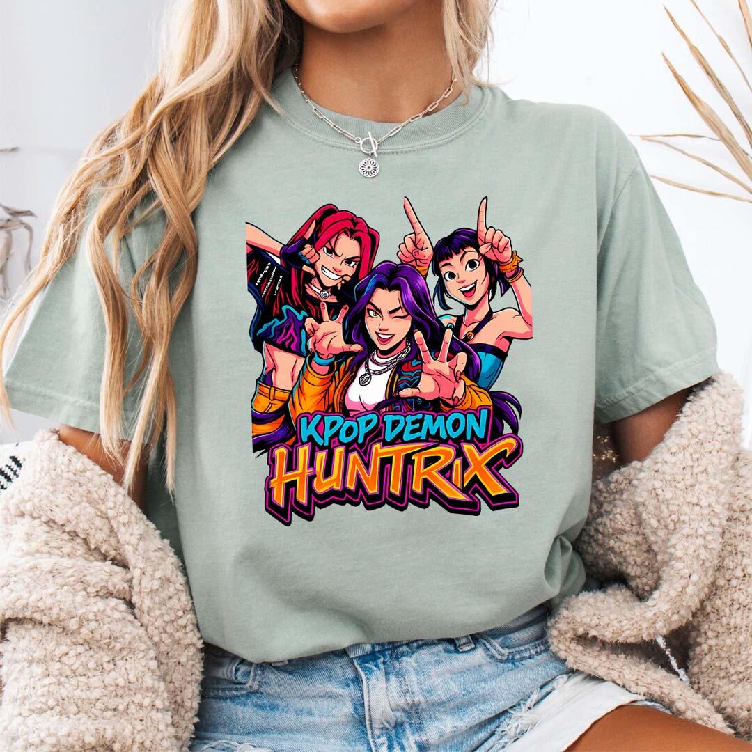 Shirt Kpop Demon Hunters, T-shirt Huntrix Girl, Shirt Kpop Idol Group ...