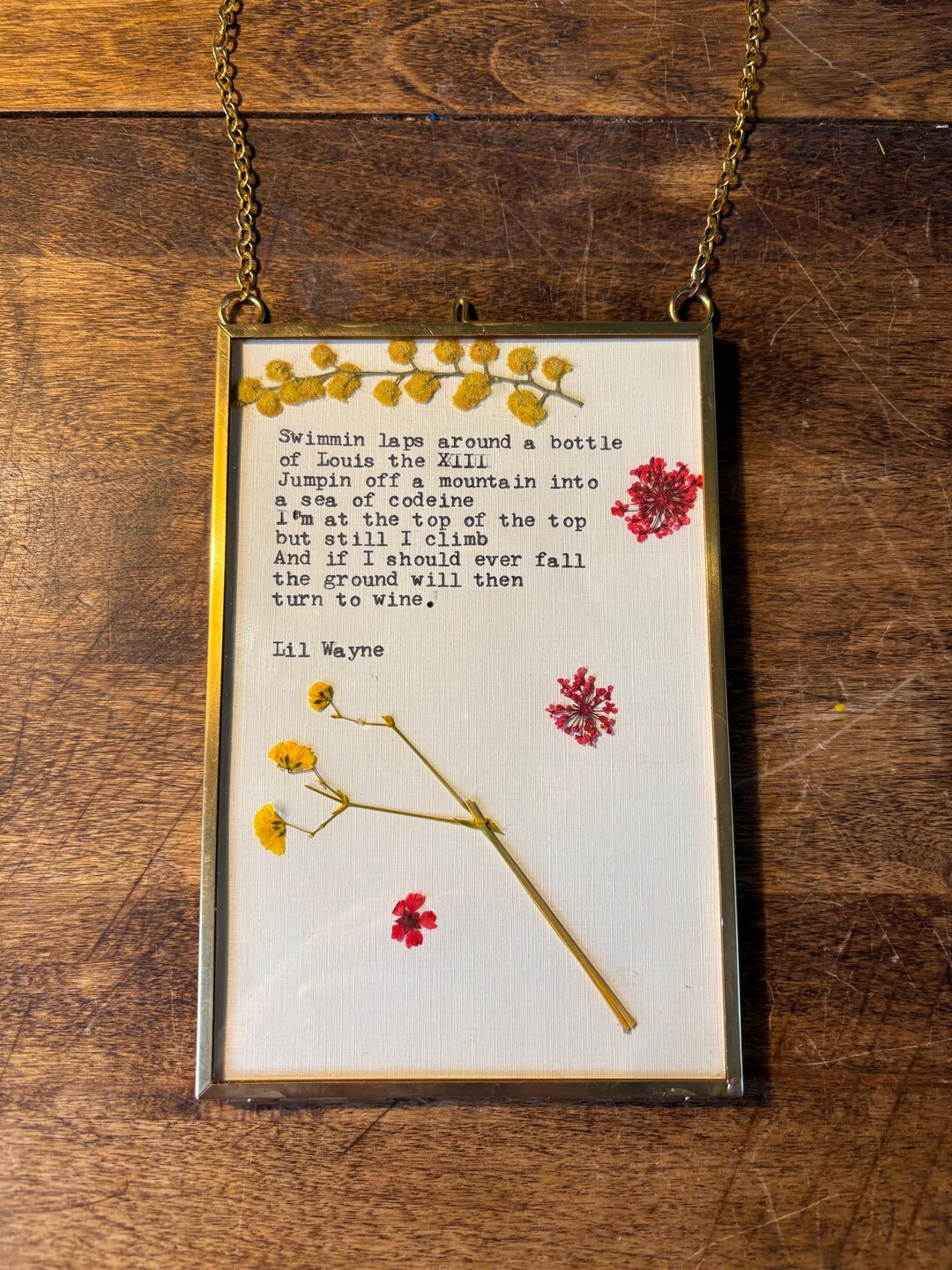 Lil Wayne Fan Art, Decor Wall Hanging, Pressed Flowers, Gifts for ...