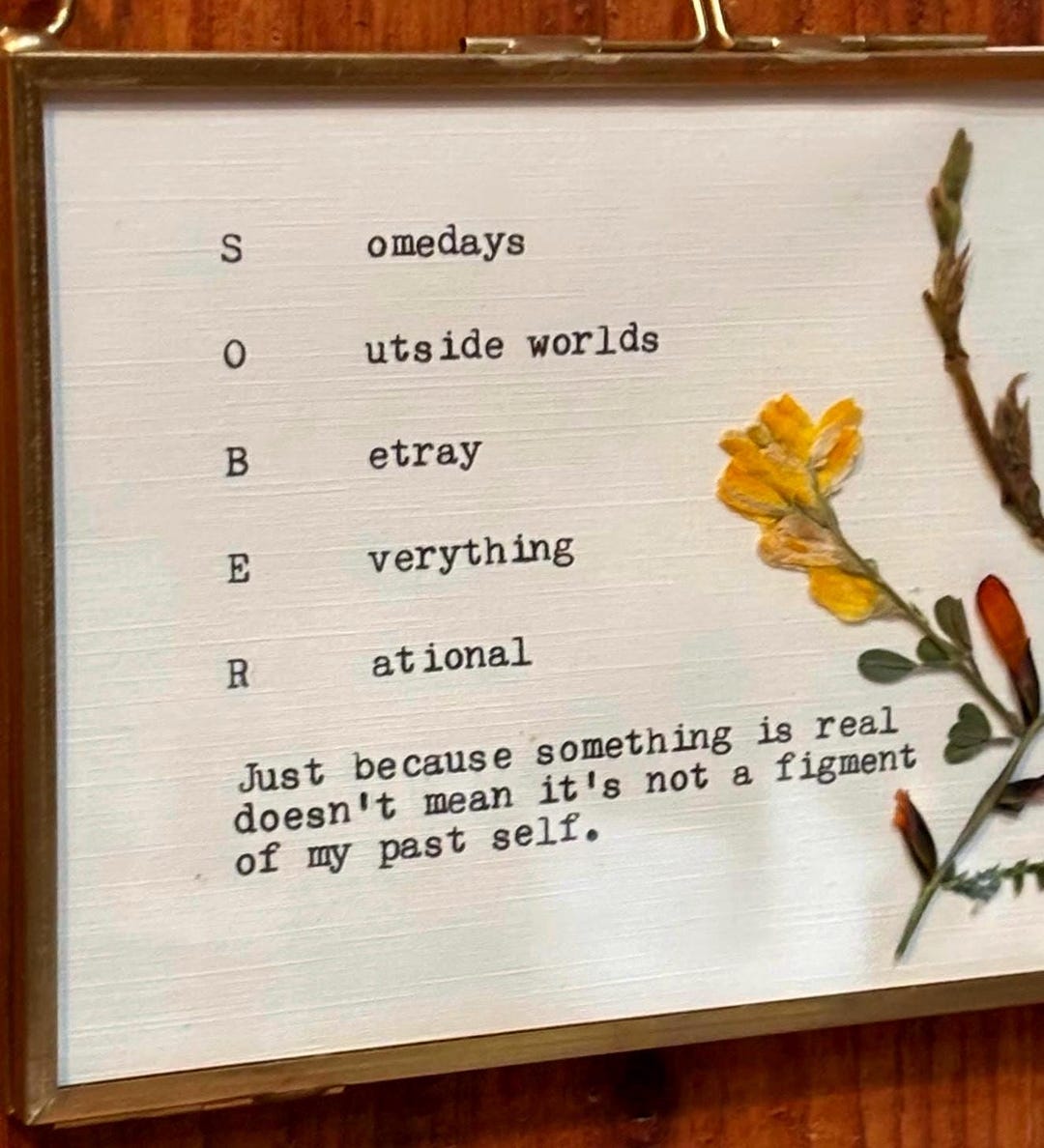 Sobriety Acronym Art: Pressed Flowers, Glass & Metal Frame - Etsy
