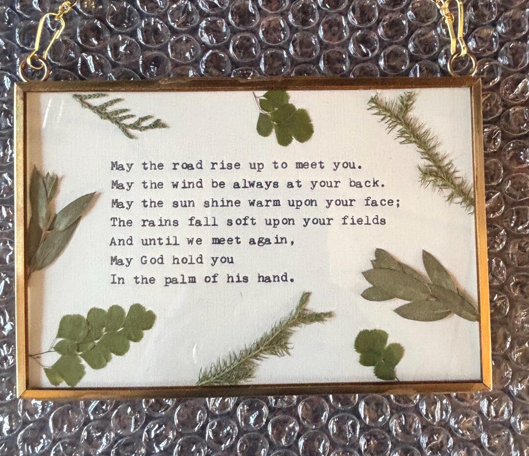 Gaelic Home Decor, Blessing on Typewriter With Pressed Flowers, 6 Frame ...