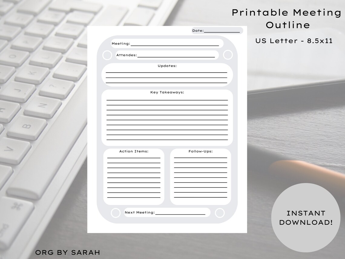 Meeting Outline Sheet, Project Management Tracker, Meeting Minutes Log ...