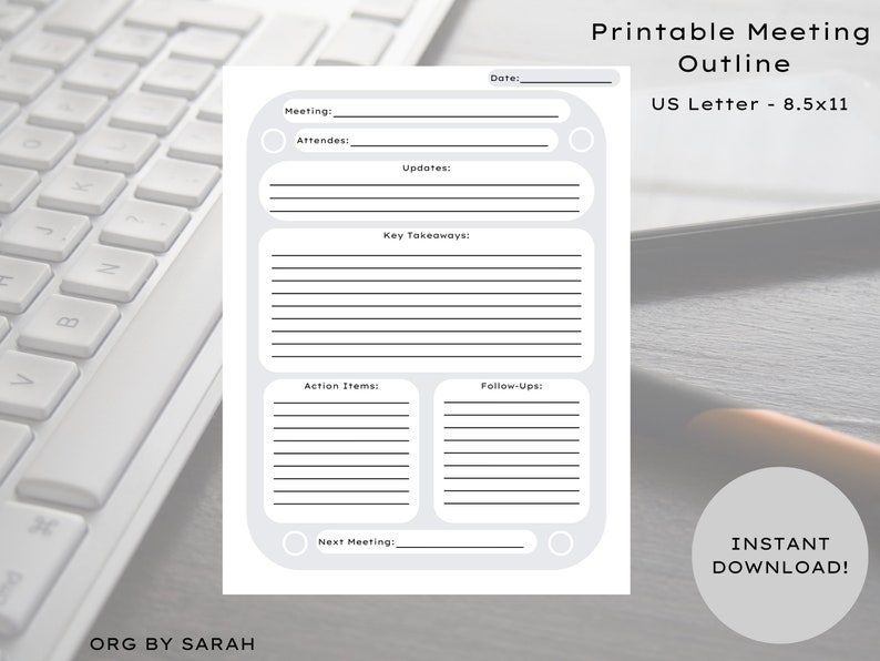 Meeting Outline Sheet, Project Management Tracker, Meeting Minutes Log ...