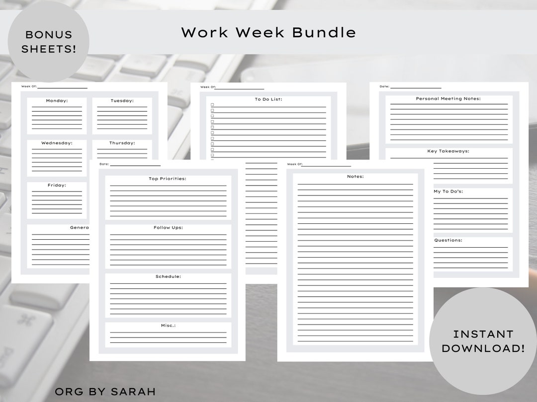 Work Week Template, Weekly Breakdown Template, Task Management Template ...