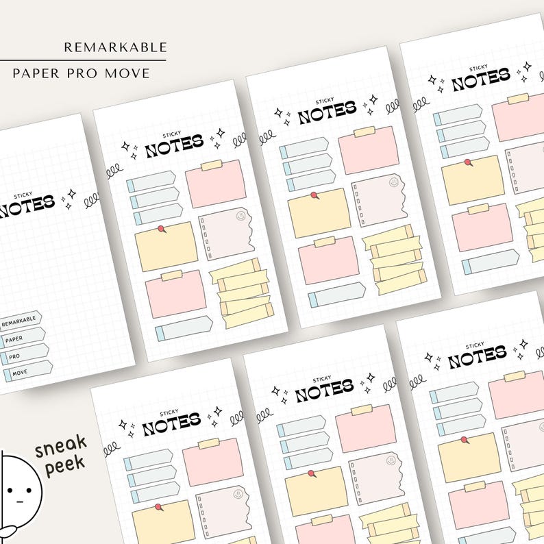 Doodle Sticky Notes for Remarkable Paper Pro Move | Memo Notes ...