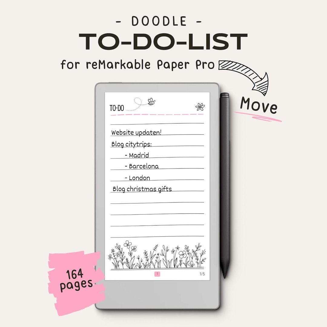 Doodle To-do List for Remarkable Paper Pro Move | Remarkable Task ...
