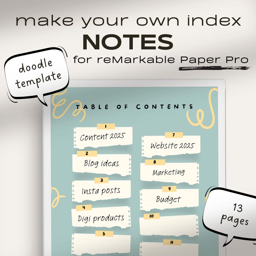 Notes for Remarkable Paper Pro | Make Your Own Index | Hyperlinked ...