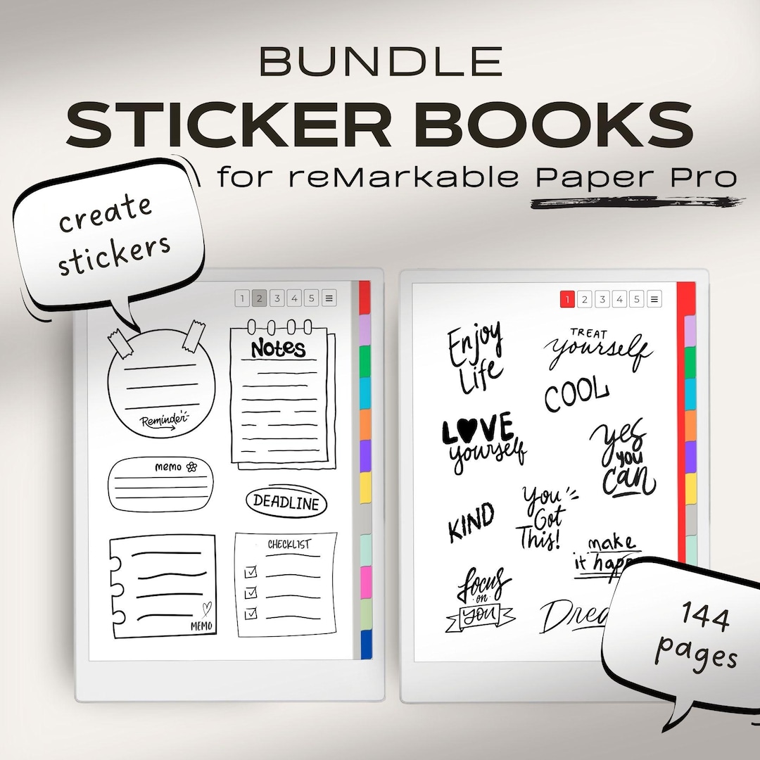 Custom Sticker Bundle for Remarkable Pro | Hand Draw Sticky Notes ...