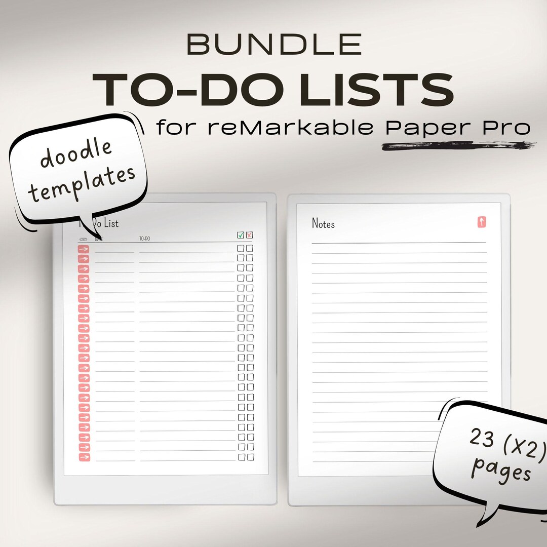 To-do List for Remarkable Paper Pro | Remarkable Task Tracker Bundle ...