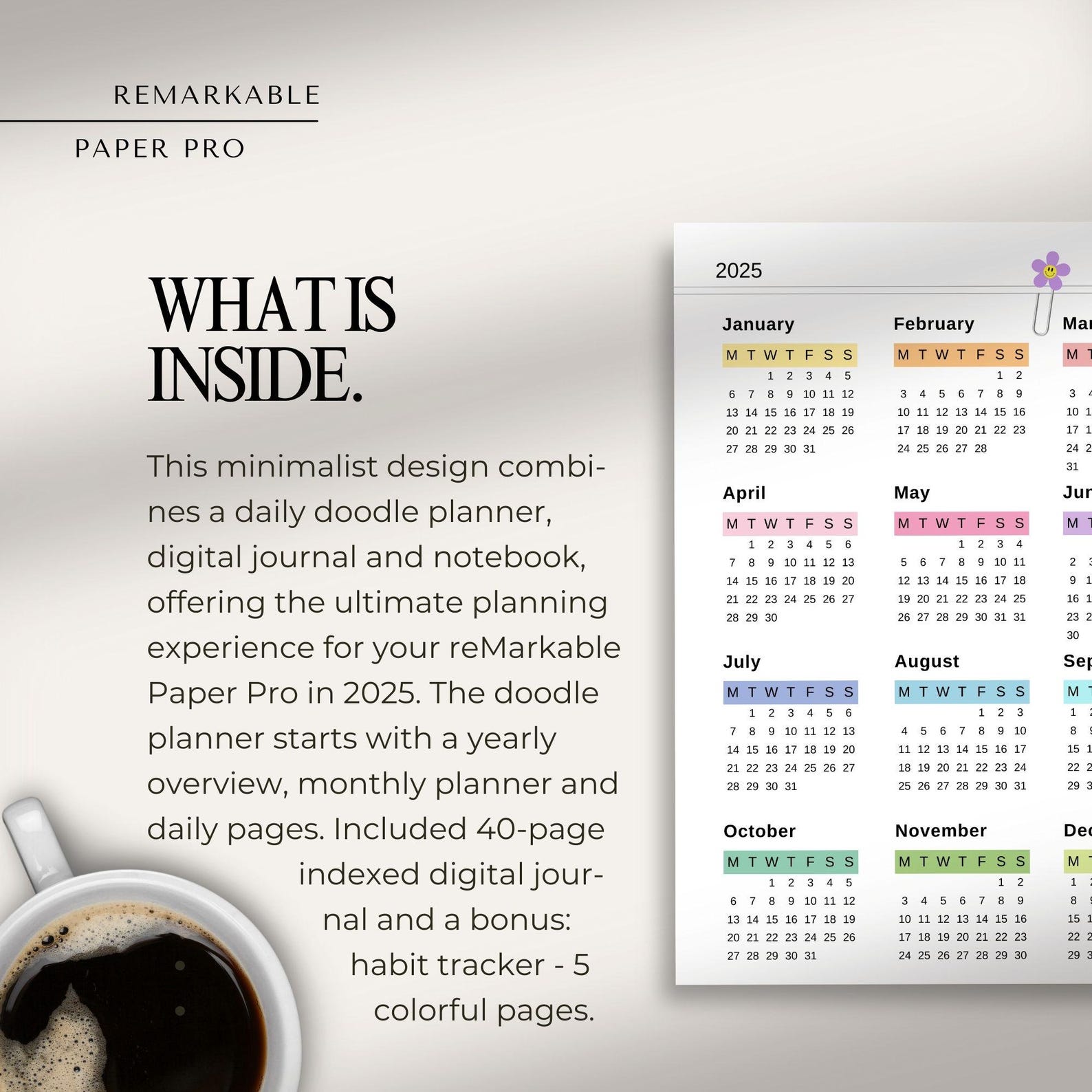 Remarkable Paper Pro Planner Templates | Doodle Daily Planner 2025 ...