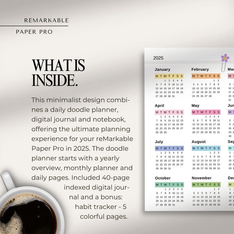 Remarkable Paper Pro Planner Templates | Doodle Daily Planner 2025 ...