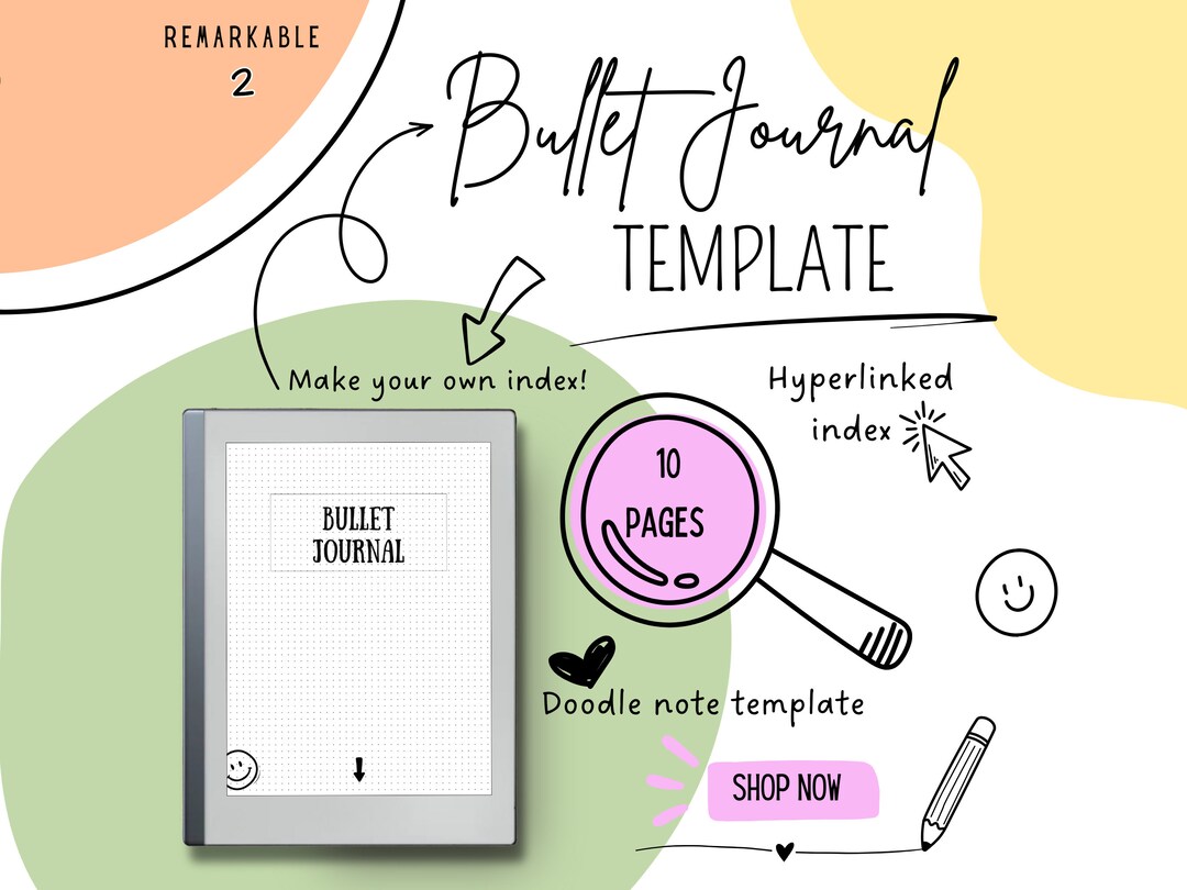 Bullet Journal Template for Remarkable 2 Notes / Dot Grid / Template ...