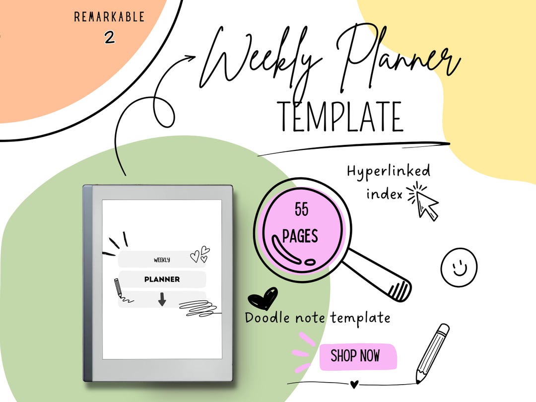 Weekly Planner for Remarkable 2 Digital Planner / Download PDF Template ...