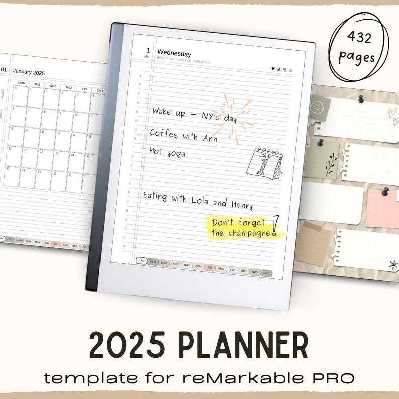 Remarkable Paper Pro Planner Templates | Doodle Daily Planner 2025 ...