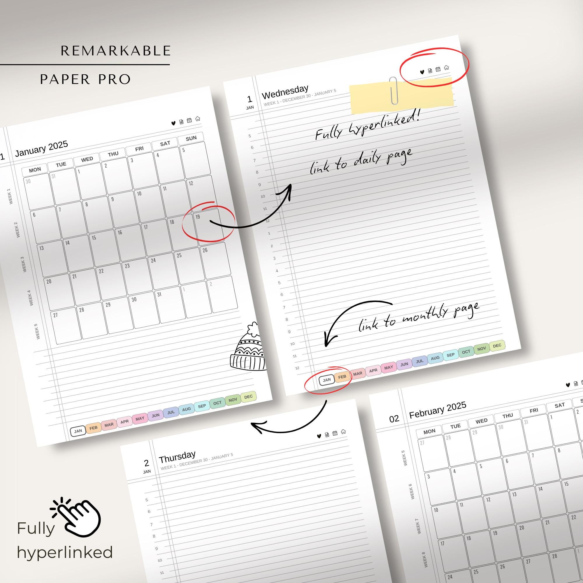 Remarkable Paper Pro Planner Templates | Doodle Daily Planner 2025 ...