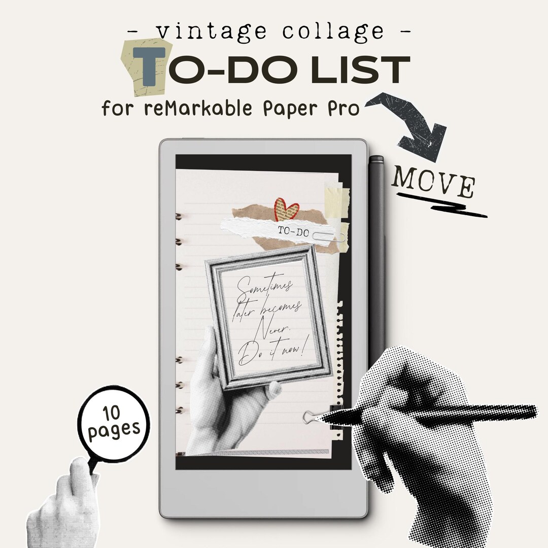 Vintage Collage To-do List for Remarkable Paper Pro Move | Remarkable ...