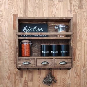 Wall Spice Rack, Kitchen Shelves, Jar Shelf, Essential Oil Rack, Pantry ...