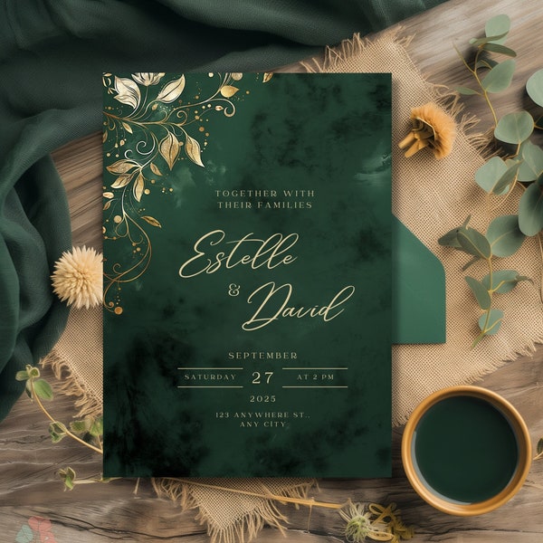 Dark Green Wedding Invitations - Etsy