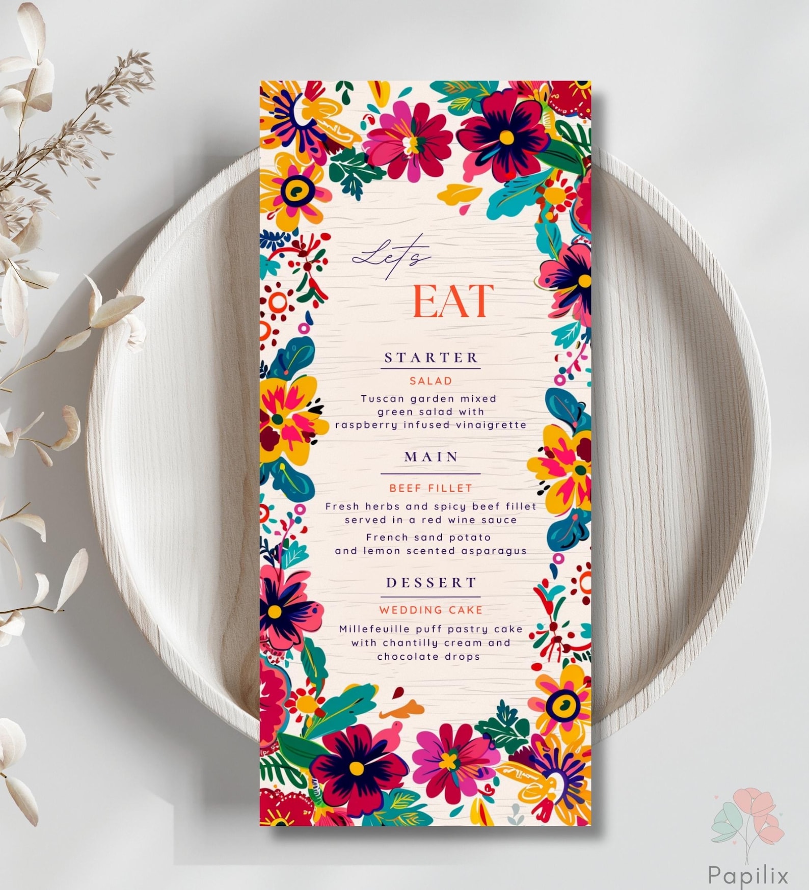 Mexican Menu Card Template, Colorful Fiesta Reception Dinner Menu ...