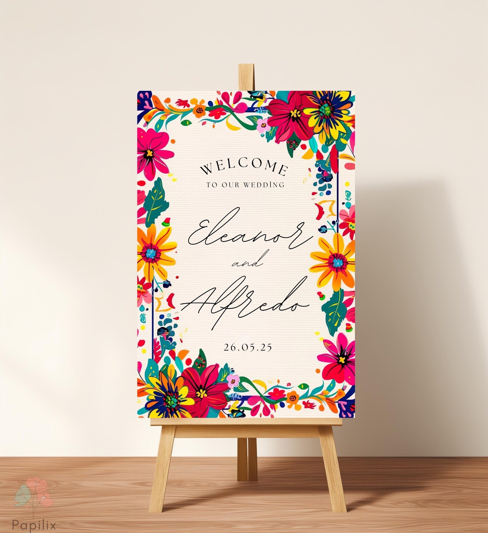 Mexican Wedding Welcome Sign Set, Colorful Fiesta Dinner Menu Card ...