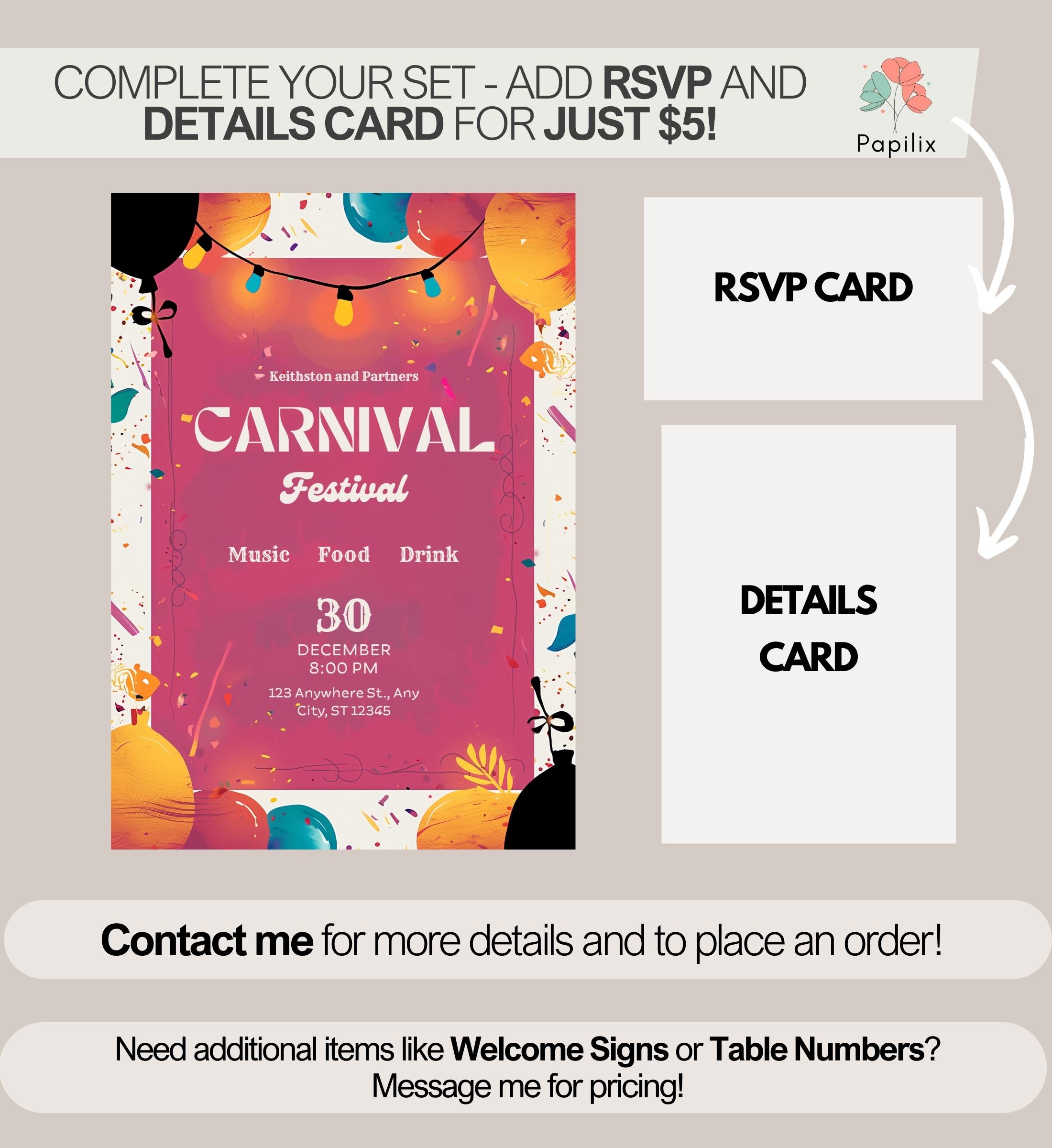 Colorful Birthday Party Invitation, Balloon and Confetti Themed Invite ...