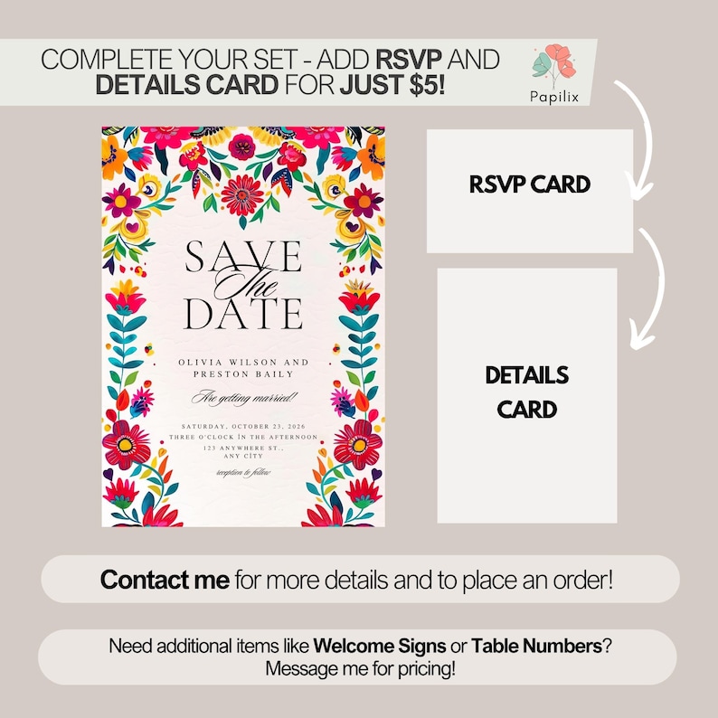 Colorful Save the Date Invitation Template, Talavera Floral Save the ...
