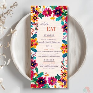 Mexican Wedding Welcome Sign and Dinner Menu Set, Colorful Fiesta ...