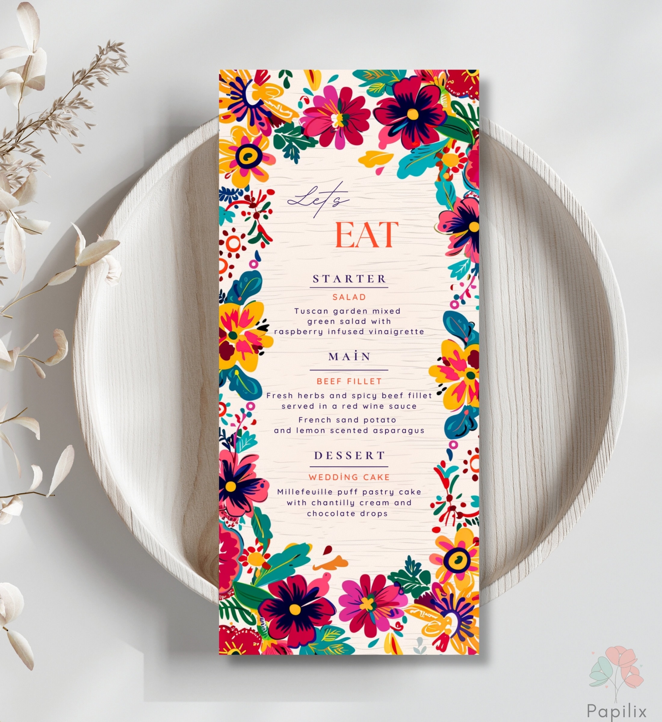 Mexican Wedding Welcome Sign and Dinner Menu Set, Colorful Fiesta ...