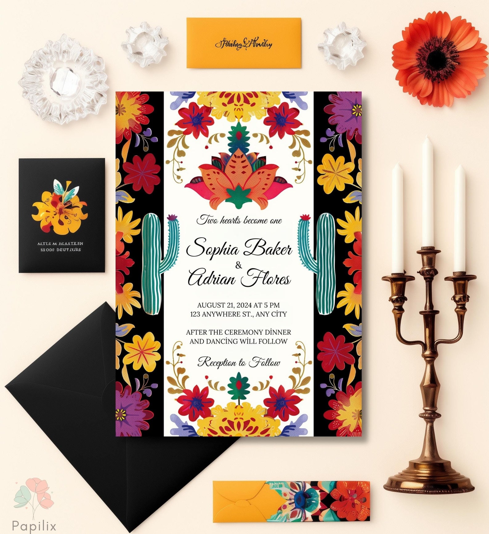 Mexican Fiesta Wedding Invitation Template, Colorful Floral Invite ...