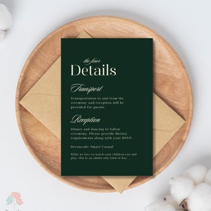 Elegant Dark Green and Gold Wedding Invitation Set, Floral Ivory Rose ...