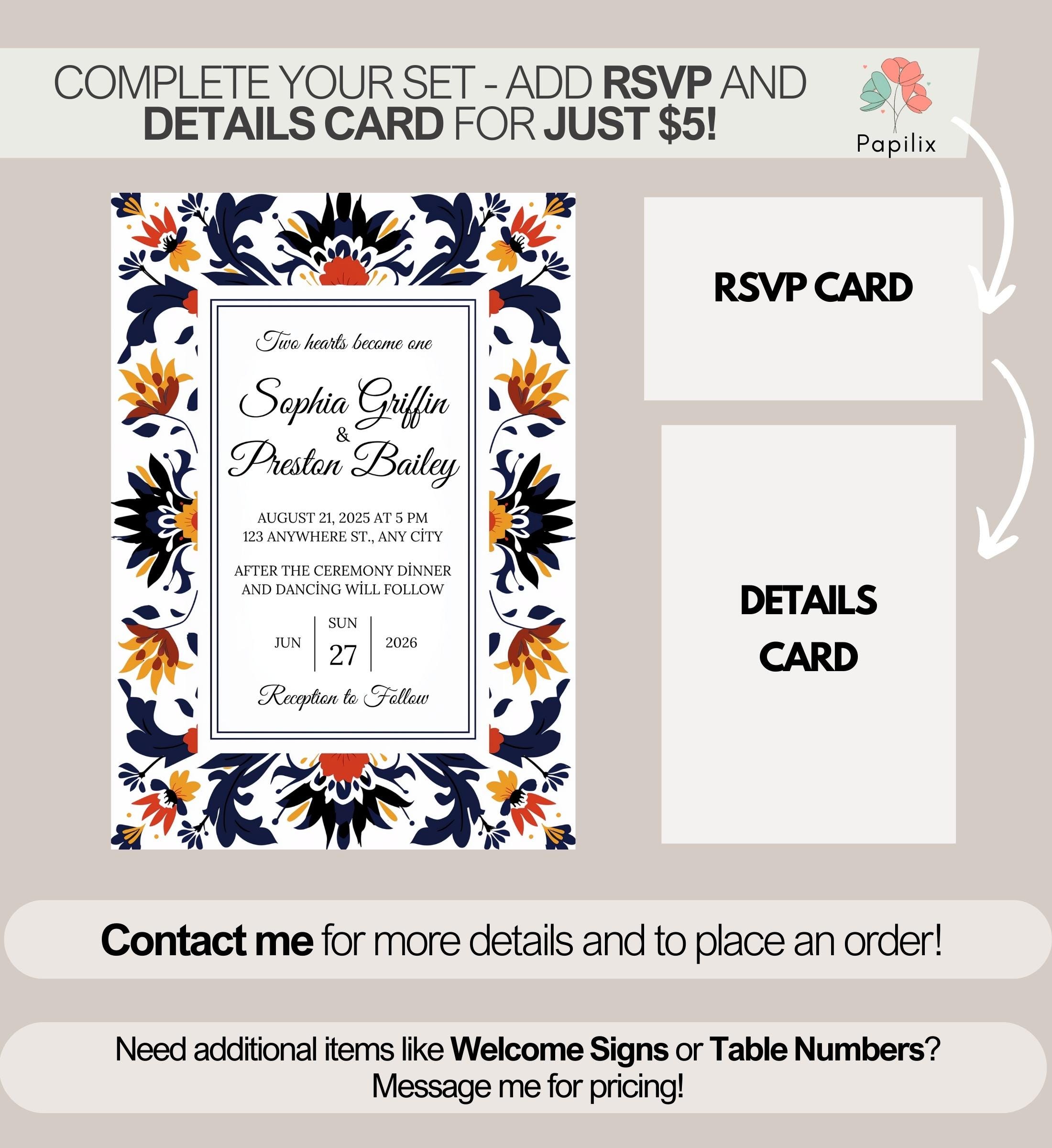 Mexican Wedding Invitation Template, Talavera Tile Floral Invite, Red ...
