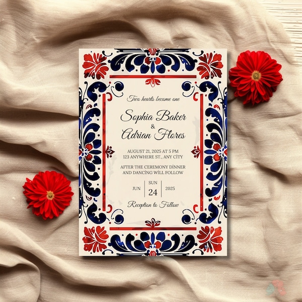 Talavera Party Invitation Download - Etsy