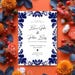 Blue Talavera Tile Wedding Invitation, Mexican Folk Art Invitation ...