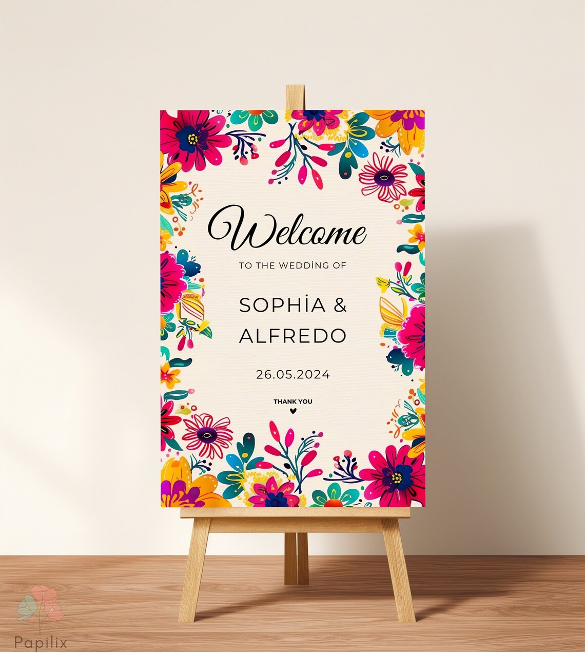 Colorful Mexican Wedding Welcome Sign, Editable Template, Floral ...