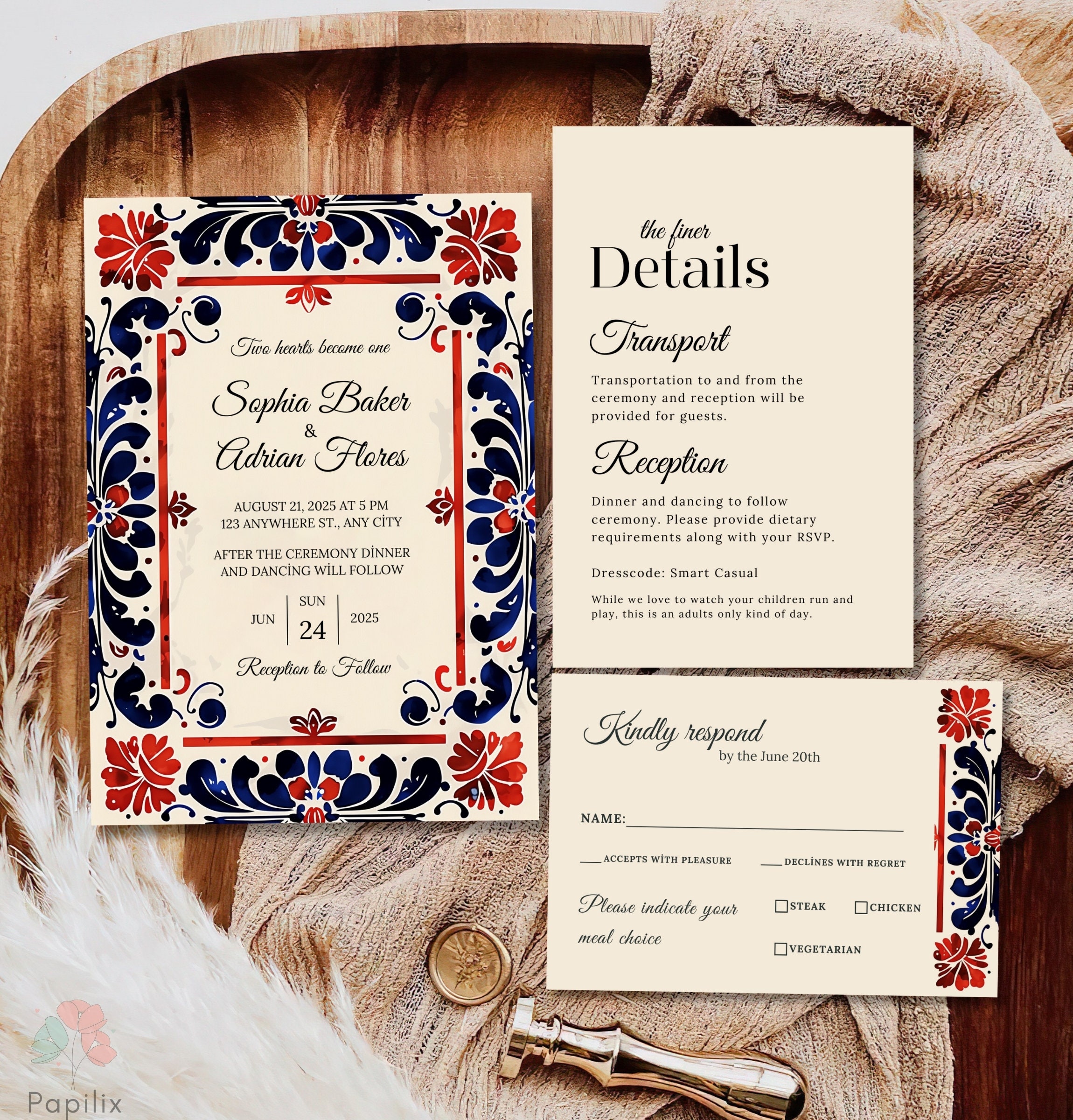 B Invitations Mexican Tiles Talavera Tile Invite Etsy