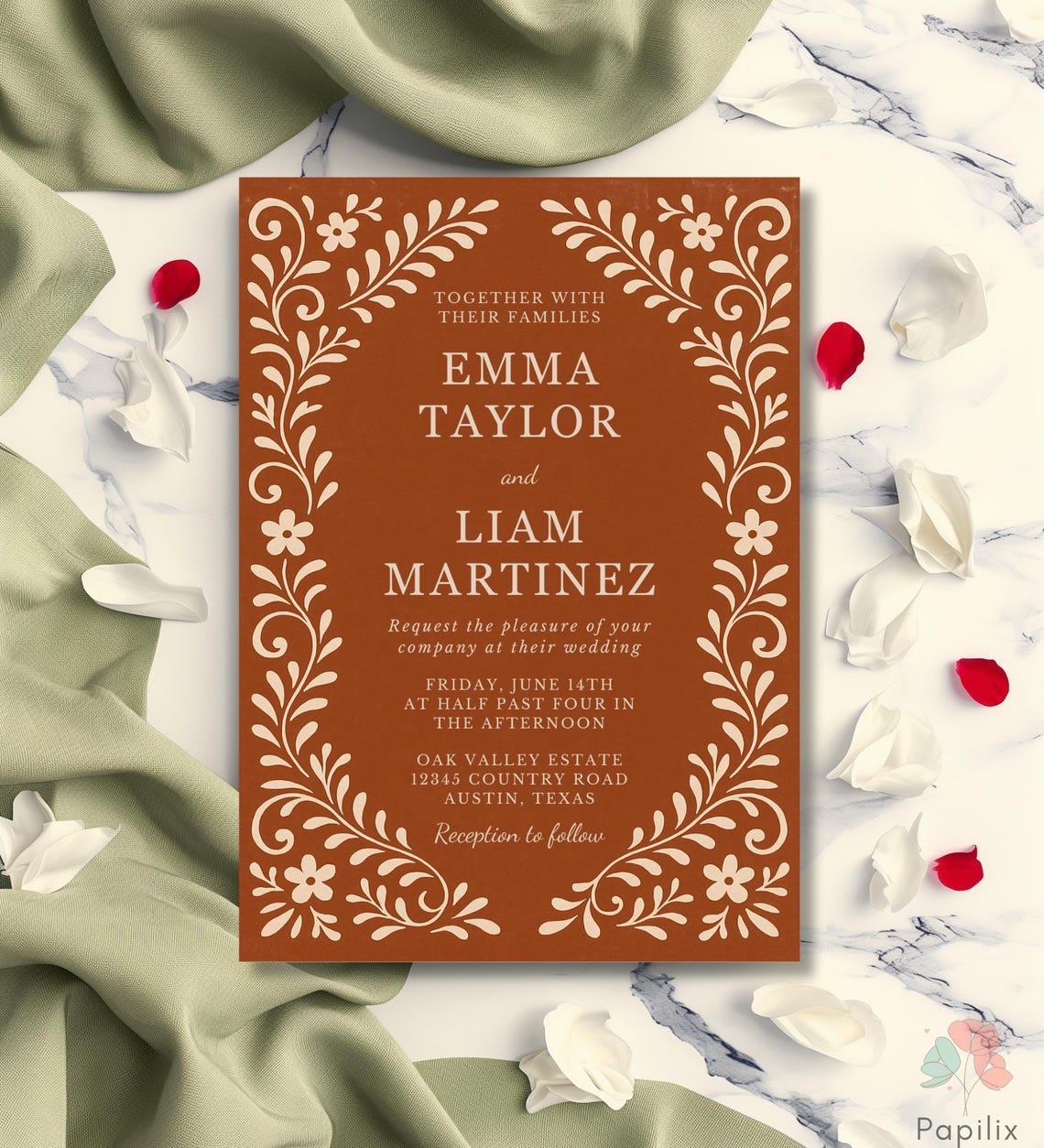 Mexican Wedding Invitation Template, Terracotta Fiesta Invite, Talavera ...