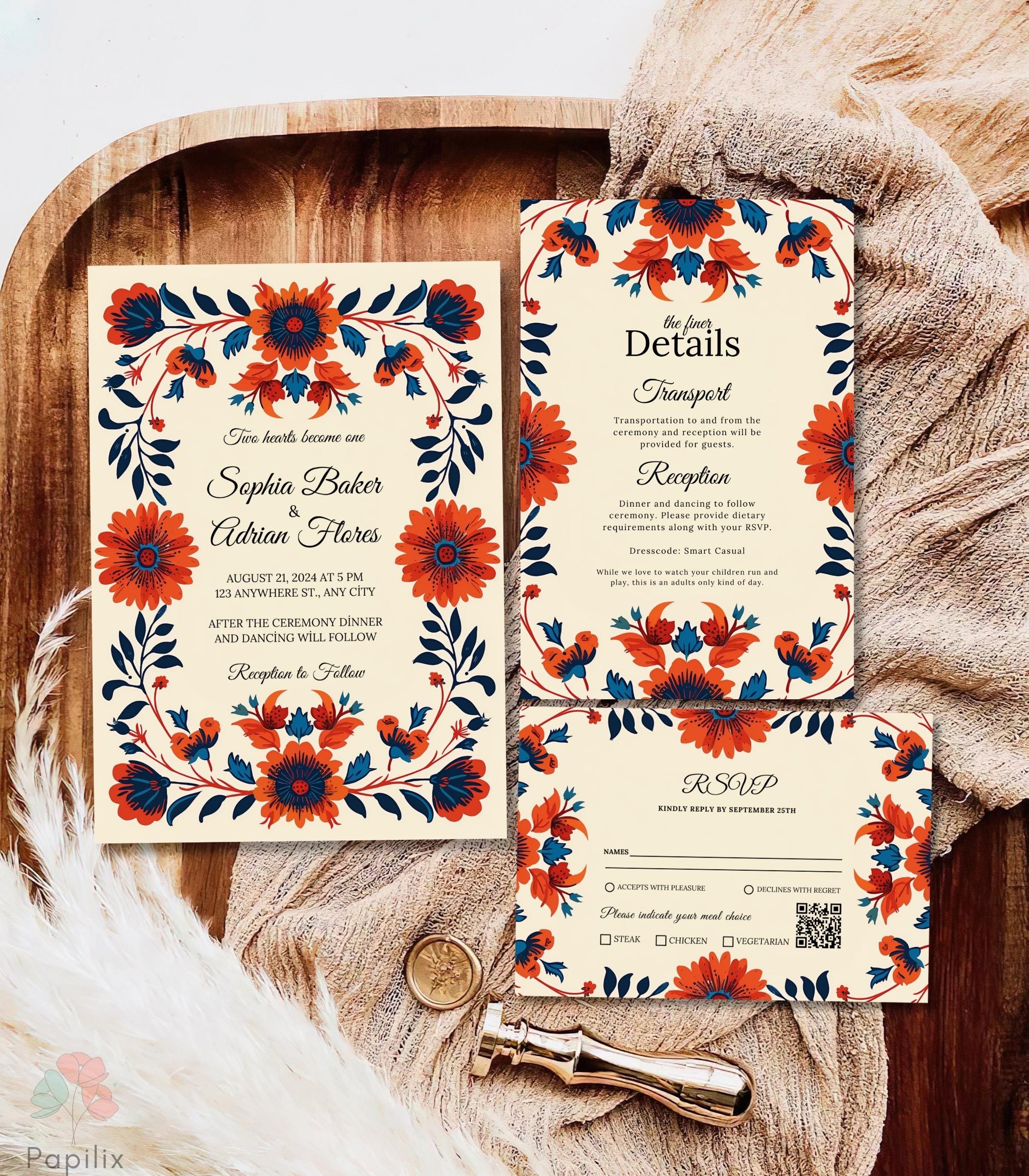 Mexican Wedding Invitation Template, Talavera Tile Floral Invites ...