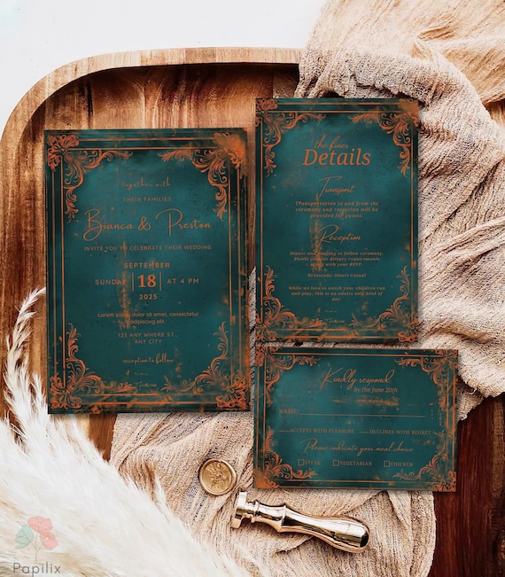 Invitaciones Con Verde Vintage