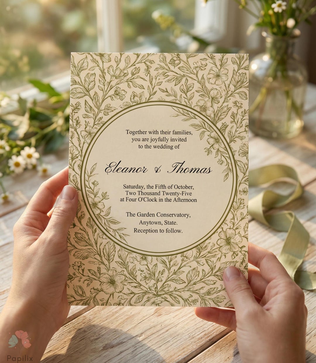 Timeless Toile Wedding Invitation, Elegant Garden Conservatory Invite ...