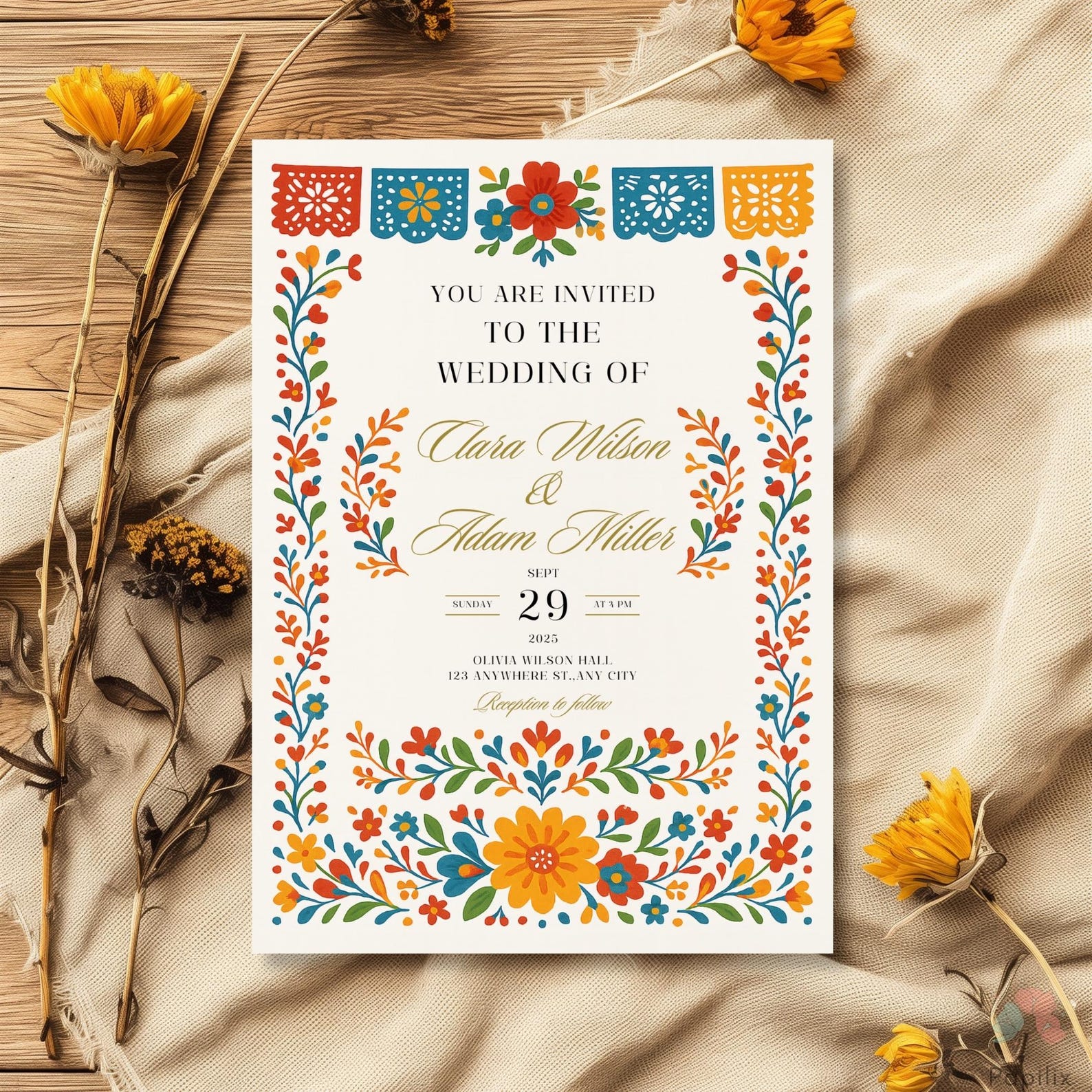 Editable Mexican Wedding Invitation Template, Talavera Tile Fiesta ...