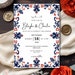 Mexican Talavera Tile Wedding Invitation, Blue and Red Folk Art Invite ...