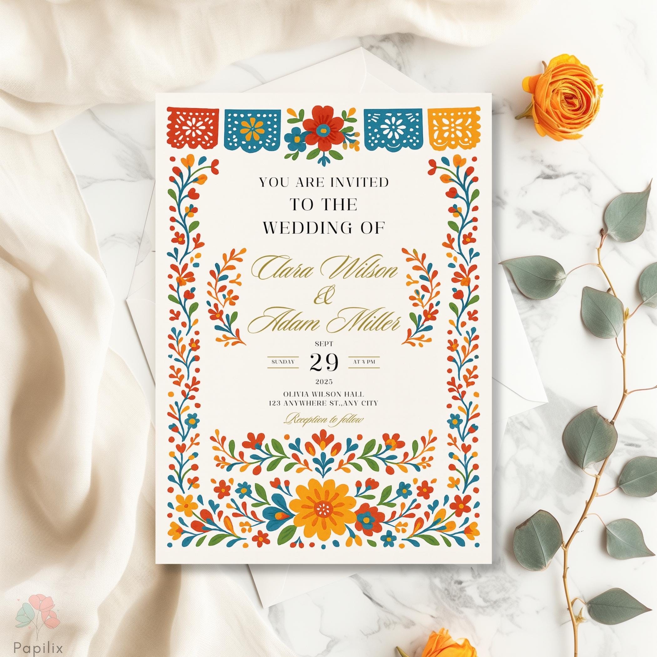 Editable Mexican Wedding Invitation Template, Talavera Tile Fiesta ...