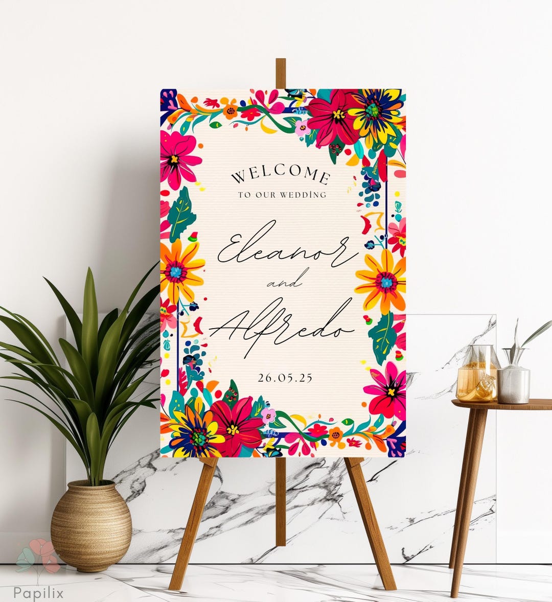 Mexican Wedding Welcome Sign Set, Colorful Fiesta Dinner Menu Card ...