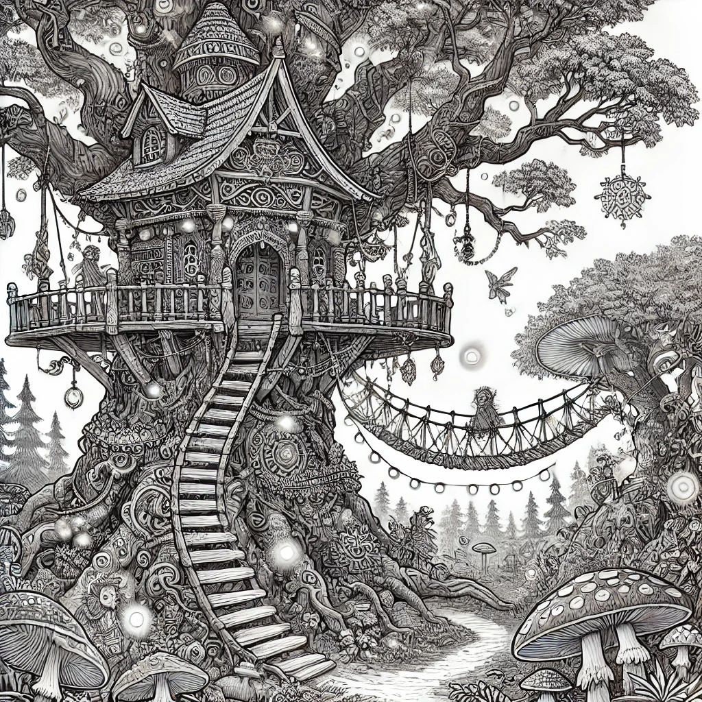 Mystical Forest Adventures: Colouring Pages of Enchantment 5 Detailed ...
